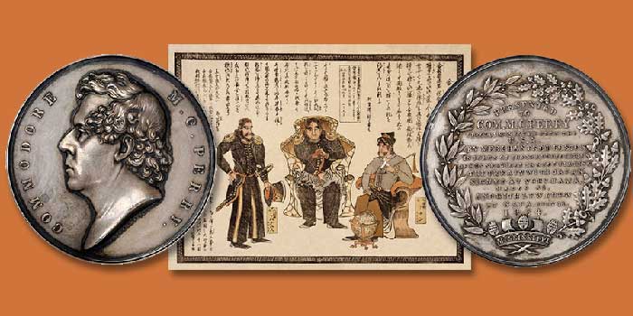 Silver Medal Commemorating Commodore Perry's Opening of Japan at Stack ...