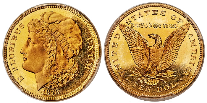 1878 Morgan $10 Pattern Struck in Gold Offered in Heritage ANA ...