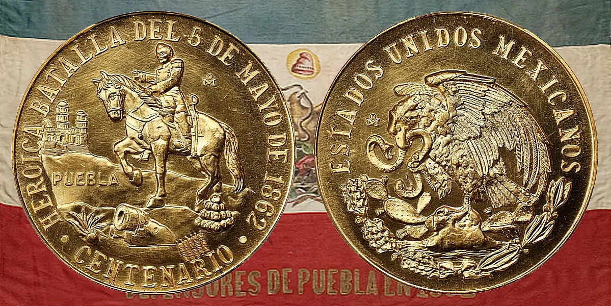 1962 Mexico Battle of Puebla Gold Medal: Cinco de Mayo in Gold 1962 ...