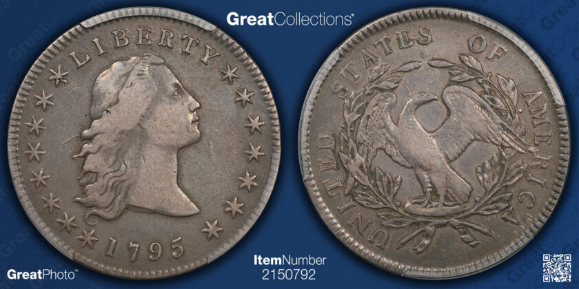 1795 Flowing Hair Silver Dollar 3 Leaves Offered by GreatCollections
